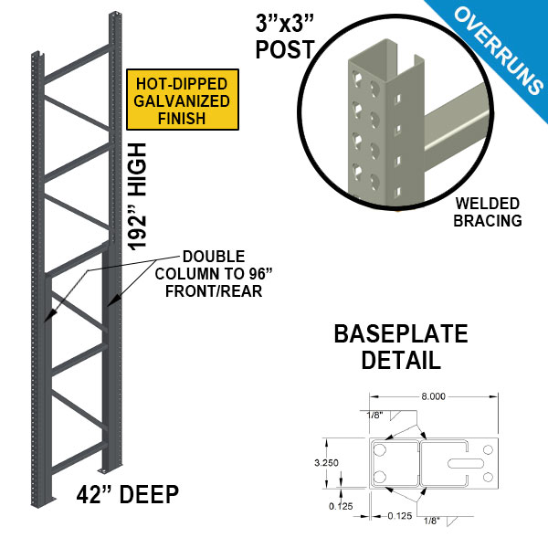 UPR 3X3 POST - 42D X 192H - UNARCO QuickShip Pallet Rack